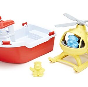 Green Toys Rescue Boat with Helicopter Red, 1 EA