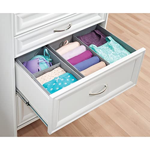 mDesign Fabric 2-Piece Drawer Organizer Bins, Kids/Baby Nursery Dresser, Closet, Shelf, Playroom Organization, Hold Clothes, Toys, Diapers, Bibs, Blankets, Lido Collection, Gray