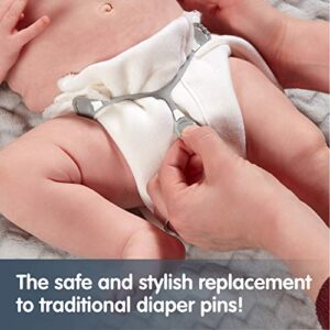 [Neutral 5 pack] Snappi Cloth Diaper Clips | Replaces Diaper Pins | Use with Cloth Prefolds and Cloth Flatfolds