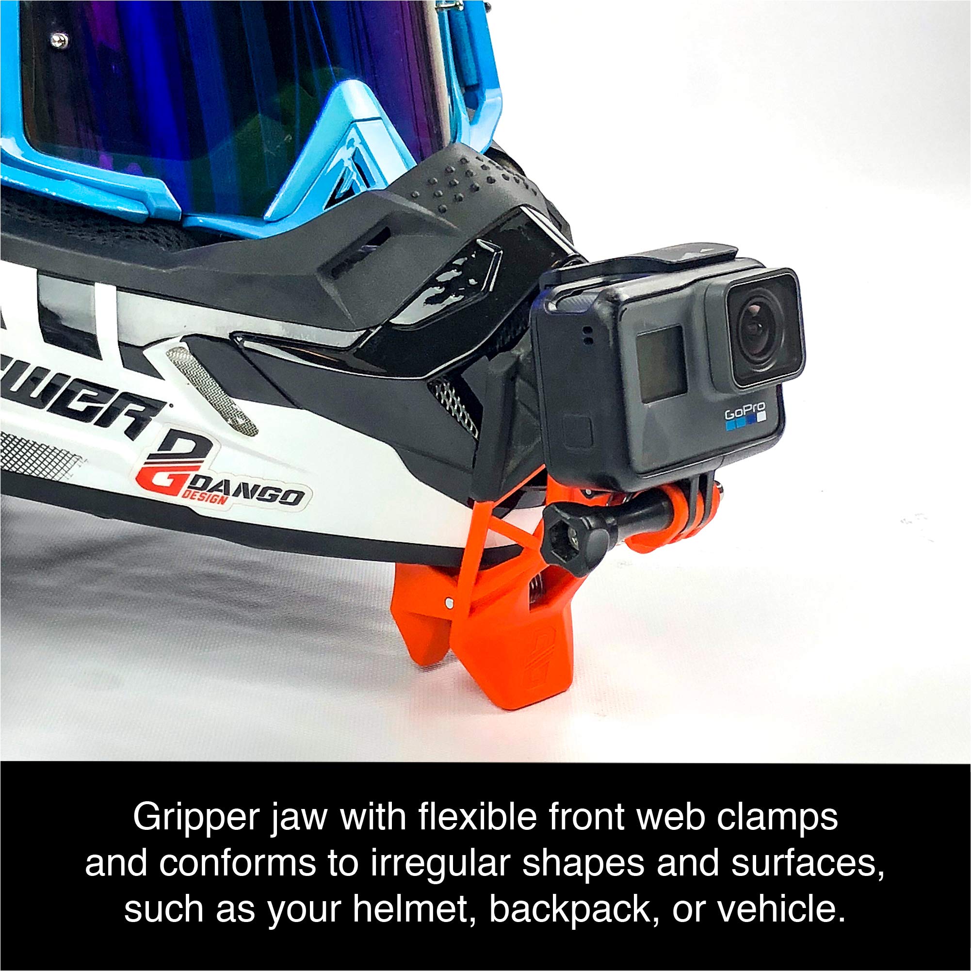 Dango Design Gripper Mount - Universal Clamp Mount for Action Cameras, Use as a Mount on Motorcycle, Powersports Helmets & More - Stealth Black