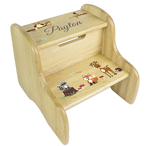 My Bambino Personalized Children's Woodland Animals Step Stool Real Wood