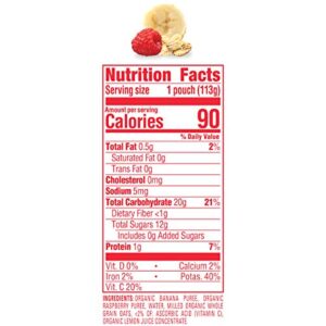 Happy Baby Organics Clearly Crafted Stage 2 Baby Food, Bananas, Raspberries & Oats, 4 Ounce Pouch (Pack of 16) packaging may vary