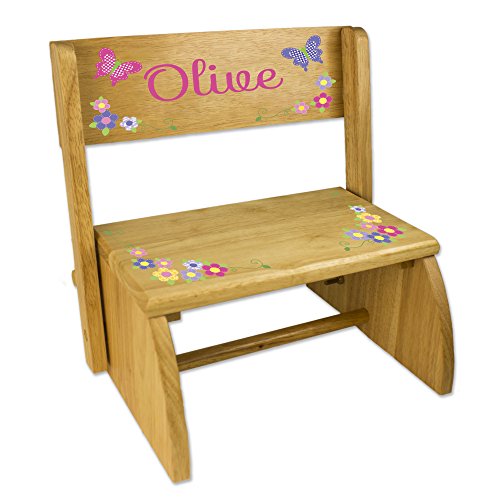 My Bambino Personalized Butterfly Garland Step Stool Bench Seat