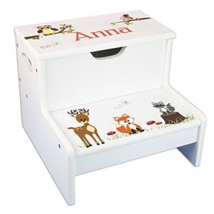 personalized woodland critter storage step stool