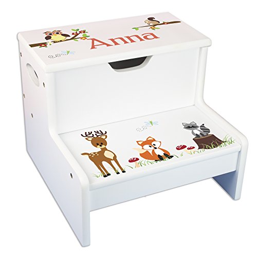 Personalized Woodland Critter Storage Step Stool