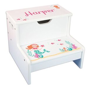 personalized mermaid storage step stool