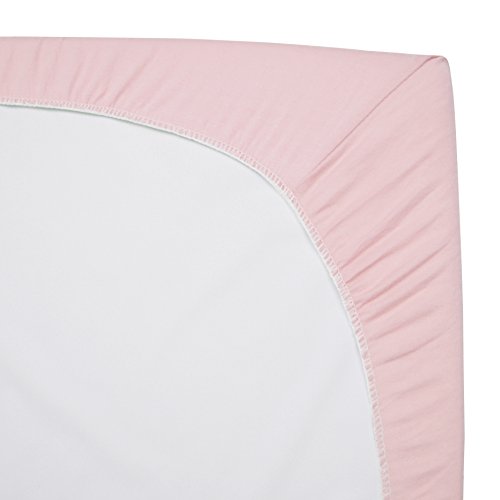 TL Care 100% Natural Cotton Value Jersey Knit Fitted Portable/Mini-Crib Sheet, Pink, Soft Breathable, for Girls, 24" x 38"