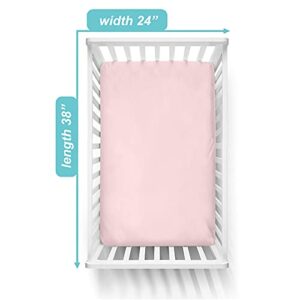 TL Care 100% Natural Cotton Value Jersey Knit Fitted Portable/Mini-Crib Sheet, Pink, Soft Breathable, for Girls, 24" x 38"