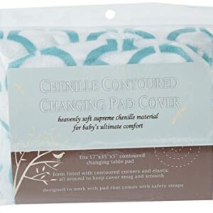 TL Care Heavenly Soft Chenille Fitted Contoured Changing Pad Cover, Aqua Sea Wave, for Boys and Girls