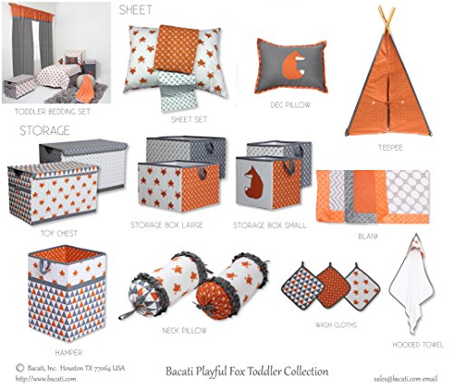 Bacati PFOGCPC1 Playful Foxs Arrows Changing Pad Cover, Orange/Grey