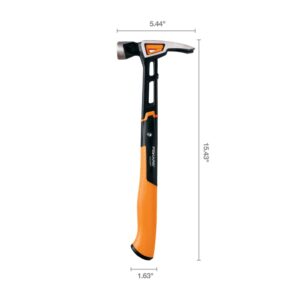 Fiskars 750230-1001 IsoCore 20 oz General Use Hammer, Carpenter Tools, Softgrip, Magnetic Nail Starter Groove, 15.5 inch,Black/Orange