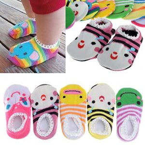 fly love 5 pairs baby toddler newborn infant stripes anti slip non skid socks no-show crew boat cotton slipper sock