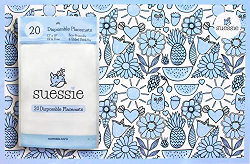 Suessie Disposable Placemats for Baby, Happy Owls (60 Count)