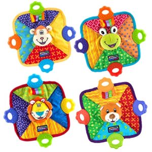 nuby teething blankie characters may vary, red/yellow/green/orange/blue, 1 count