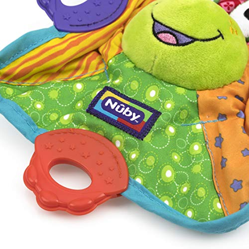 Nuby Teething Blankie Characters May Vary, Red/Yellow/Green/Orange/Blue, 1 Count