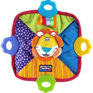 Nuby Teething Blankie Characters May Vary, Red/Yellow/Green/Orange/Blue, 1 Count