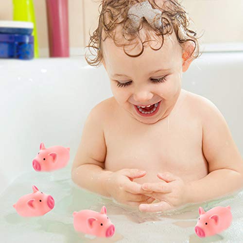 HAKACC 20 PCS mini Rubber Pig Baby Bath Toys Pink Rubber Screaming Sound Piggie Party Favors for Kids