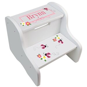 personalized ladybug white step stool