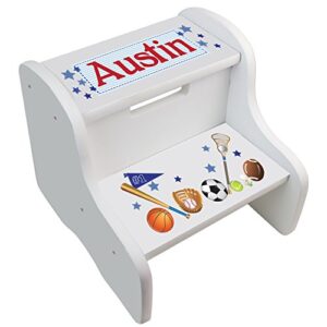 Personalized Sports White Step Stool