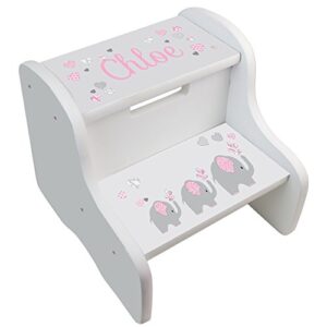 personalized elephant girl white stool