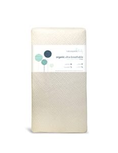 naturepedic organic crib mattress, 2-stage natural mattress with breathable crib mattress pad, waterproof, non-toxic, standard crib size