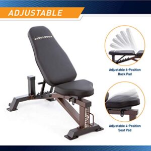 Steelbody Deluxe 6 Position Utility Weight Bench for Weightlifting and Strength Training STB-10105, Black-Brown