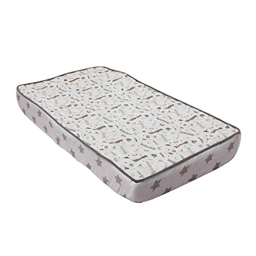 Bacati Football Brown/Grey Muslin Quilted Changing Pad Cover