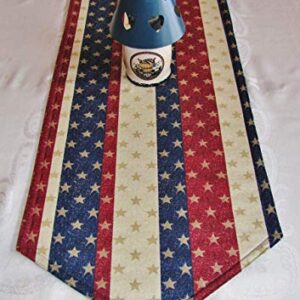 Stars & Stripes Patriotic Tea Towels (Set of 2) Made In USA 28" x 18" Patriotic Red Off-White Blue w/Glitter and Stars 100% Cotton