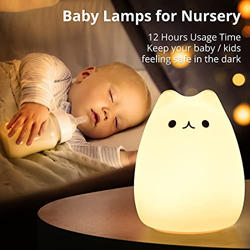 CUTE KITTY NIGHT LIGHT, GoLine Gifts for Women Teen Girls Baby,Night Lights for Kids Bedroom, Cute Christmas Kitty Silicone Nightlights for Children Toddler.(MULTICOLOR LIGHT)