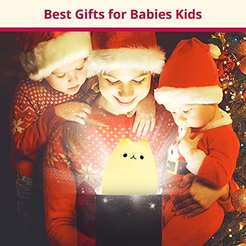 CUTE KITTY NIGHT LIGHT, GoLine Gifts for Women Teen Girls Baby,Night Lights for Kids Bedroom, Cute Christmas Kitty Silicone Nightlights for Children Toddler.(MULTICOLOR LIGHT)