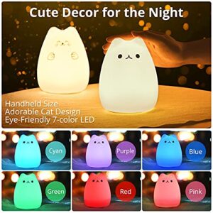 CUTE KITTY NIGHT LIGHT, GoLine Gifts for Women Teen Girls Baby,Night Lights for Kids Bedroom, Cute Christmas Kitty Silicone Nightlights for Children Toddler.(MULTICOLOR LIGHT)