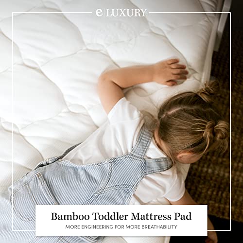 ExceptionalSheets Toddler Bamboo Mattress Pad | Extra Plush and Thick for Small Children's Beds - Washable Fitted Mattress Topper | Cooling Effect Pillow Top Mattress Cover