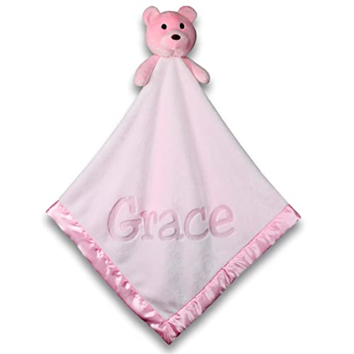 Custom Catch Personalized Teddy Bear Baby Blanket Gift for Girl - Pink