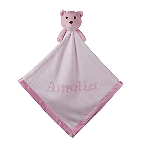 Custom Catch Personalized Teddy Bear Baby Blanket Gift for Girl - Pink