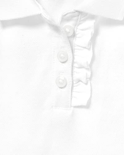 The Children's Place girls And Toddler Short Sleeve Ruffle Pique School Uniform Polo Shirt, White Single, 5T US