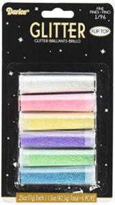 darice, 6 piece, pastel color fine glitter, assorted