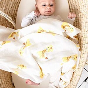 CuddleBug Muslin Baby Swaddle Blankets for Boys and Girls Size Large 4 x 4 Feet – Muslin Cotton 4 Pack (Safari Friends)