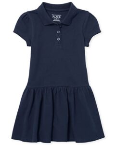 the children's place baby girls short sleeve polo school uniform dress, tidal, 5t us