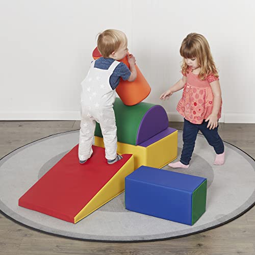 ECR4Kids SoftZone Climb and Crawl Activity Playset, Lightweight Foam Shapes for Climbing, Crawling and Sliding, Safe Foam Playset for Toddlers and Preschoolers, 5-Piece - Assorted