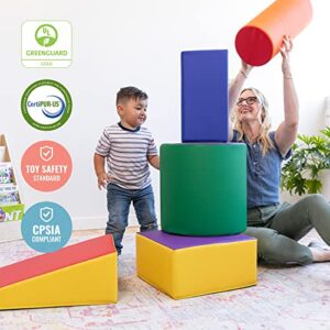 ECR4Kids SoftZone Climb and Crawl Activity Playset, Lightweight Foam Shapes for Climbing, Crawling and Sliding, Safe Foam Playset for Toddlers and Preschoolers, 5-Piece - Assorted