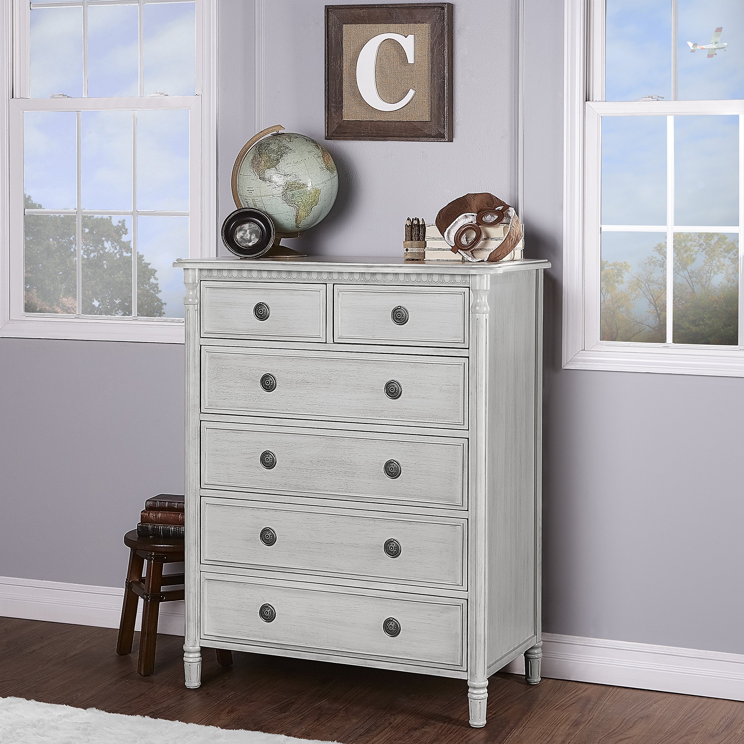 Evolur Julienne 6 Dressers Chest, Antique Grey Mist , 20x40x49 Inch (Pack of 1)