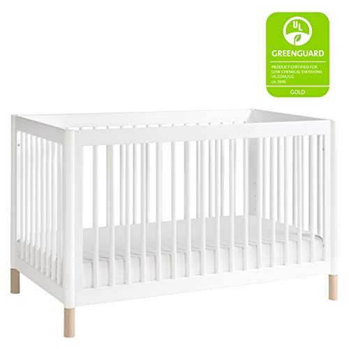 Babyletto Gelato 4-in-1 Convertible Crib with Toddler Bed Conversion in White and Washed Natural, Greenguard Gold Certified