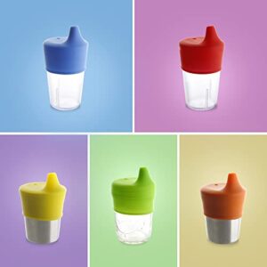 Sippy Cup Lids by Healthy Sprouts - (5 Pack) – Spill Proof Silicone Sippy Lids - Great for Toddlers, Infants, Babies (Red, Blue, Yellow)