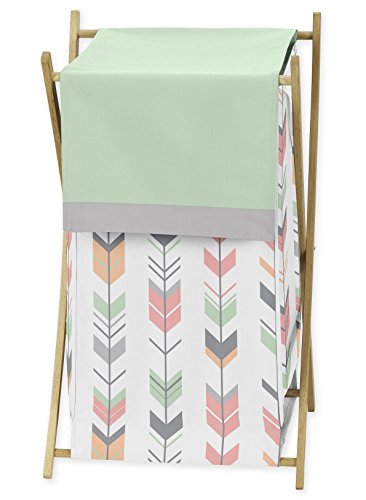 Sweet Jojo Designs Baby/Kids Clothes Laundry Hamper for Grey, Coral and Mint Woodland Arrow Girl Bedding Sets