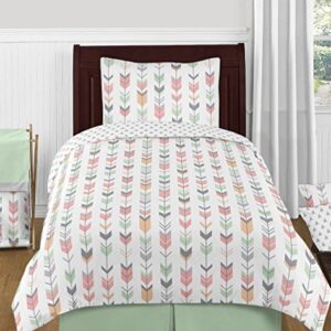 Sweet Jojo Designs Baby/Kids Clothes Laundry Hamper for Grey, Coral and Mint Woodland Arrow Girl Bedding Sets