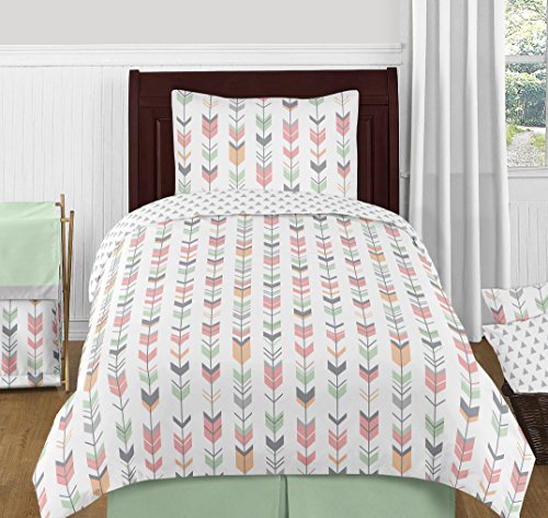 Sweet Jojo Designs Baby/Kids Clothes Laundry Hamper for Grey, Coral and Mint Woodland Arrow Girl Bedding Sets