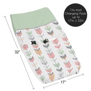 Sweet Jojo Designs Grey, Coral and Mint Woodland Arrow Baby Girls Changing Pad Cover