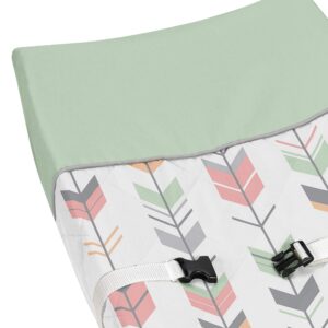 Sweet Jojo Designs Grey, Coral and Mint Woodland Arrow Baby Girls Changing Pad Cover