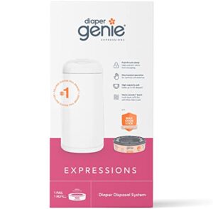 diaper genie expressions pail | odor-controlling baby diaper disposal system | includes diaper pail and 1 starter refill bag