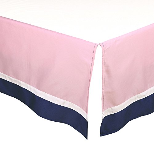 The Peanutshell Solid Tailored Crib Dust Ruffle in Pink/Navy